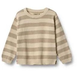 Sweater Wheat "Wheat Strickpullover Morgan", Jungen, Gr. 110, beige stripe, 100% Baumwolle, Rundhals, Sweatshirts Sweater