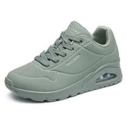 Sneaker Skechers "Street Uno - Stand on Air", Damen, Gr. 41, sage, Lederimitat, Schuhe Sneaker, Freizeitschuh, Halbschuh, Schn&uuml;rschuh mit Memory Foam