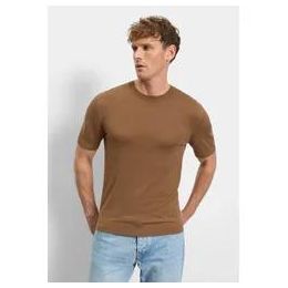 Strickpullover OLYMP "OLYMP Casual Strick, regular fit", Herren, Gr. L, nougat, 50% Baumwolle, 50% Lyocell, Pullover Strickpullover