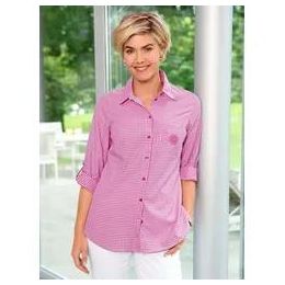 Longbluse Classic Basics, Damen, Gr. 50, fuchsia, wei&szlig;, kariert, 50% Baumwolle, 50% Polyester, gemustert, kariert, Blusen Longbluse