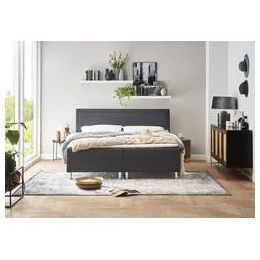 Boxbett "Helen", anthrazit, L:205cm, Bettgestell und seitliche Einfassung der Matratzen: Strukturstoff, 100% Polyester;Spiegelfl&auml;che der Matratze: 100% Polyester;Topper: 100% Polyurethan, Bezug (100% Polyester), ATLANTIC HOME COLLECTION, Komplettbetten, Tonnentaschenfederkern-Matratze und Topper, wahlweise mit Bettkasten