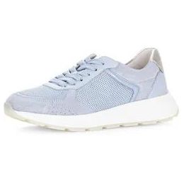 Keilsneaker Gabor, Damen, Gr. 42, hellblau, Leder, Textil, Schuhe, Freizeitschuh, Halbschuh, Schn&uuml;rschuh, Kontrastbesatz an der Ferse