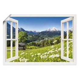 Wandbild Artland "Fensterblick Bayerischen Alpen", wei&szlig; (farbe bild(er): wei&szlig;), B:100cm H:70cm, Bilder, als Leinwandbild, Poster in verschied. Gr&ouml;&szlig;en