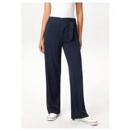 Schlupfhose Aniston CASUAL, Damen, Gr. 48, N-Gr, blau (marine), Jersey, Obermaterial: 65% Viskose, 35% Polyester, unifarben, figurumspielend lang, Hosen Schlupfhose, mit seitlichem Bindeband - NEUE KOLLEKTION