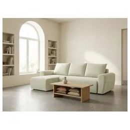 Ecksofa Home Affaire "Nortrud-Uni, 241 cm, L-Form, mit Schlaffunktion u. Bettkasten", creme, B:241cm H:82cm T:144cm, 100% Polyester, Sofas, Ecksofa, Recamiere rechts / links montierbar, Feinstruktur-Bezug
