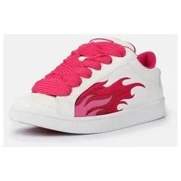Sneaker Buffalo "LIBERTY", Damen, Gr. 38, wei&szlig;, pink, Lederimitat, kontrastfarbene Details, Schuhe Sneaker, Freizeitschuh, Schn&uuml;rschuh, Halbschuh mit trendigem Flammenmotiv