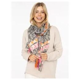 Schal Zwillingsherz "Wild Love", Damen, grau, Obermaterial: 100% Polyester, Modet&uuml;cher Schal, trendiger Schal mit Herzen und Schriftzug