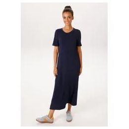 Maxikleid Aniston CASUAL, Damen, Gr. 36, N-Gr, blau, Jersey, Obermaterial: 47% Polyester, 47% Viskose, 6% Elasthan, unifarben, figurumspielend kn&ouml;chelfrei, Rundhals, Kleider Maxikleid, mit Seitenschlitzen