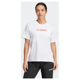 Funktionsshirt Adidas TERREX "W TX LOGO TEE", Damen, Gr. XS, wei&szlig;, Obermaterial: 100% Baumwolle, normal, Rundhals, Shirts Funktionsshirt