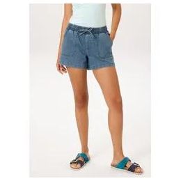 Shorts Aniston CASUAL, Damen, Gr. 34, N-Gr, blau denim, Denim/Jeans, Obermaterial: 81% Baumwolle, 17% Polyester, 2% Elasthan, Abriebeffekte, used, l&auml;ssig geschnitten kurz, Hosen Shorts, in trendiger Used-Waschung - NEUE KOLLEKTION