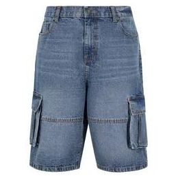Shorts Urban Classics "Urban Classics Relaxed Denim Cargo Shorts", Herren, Gr. 40, Normalgr&ouml;&szlig;en, mid tiefblau washed, 100% Baumwolle, unifarben, relaxed fit, Hosen Shorts