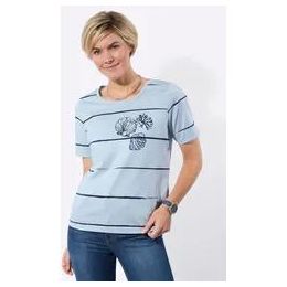 Rundhalsshirt Classic Basics "Halbarmshirt", Damen, Gr. 52, hellblau, marine, bedruckt, 100% Baumwolle, gemustert, mehrfarbig, Rundhals, Shirts Rundhalsshirt