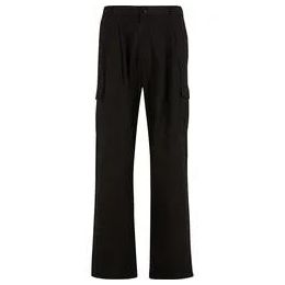 Cargohose Urban Classics "Urban Classics Wide Pleated Cargo Pants", Damen, Gr. 36, Normalgr&ouml;&szlig;en, schwarz, 80% Baumwolle, 18% Polyester, 2% Elasthan, unifarben, relaxed fit, Hosen Cargohose