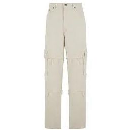 Cargohose Karl Kani "Karl Kani Og Fringed Baggy Cargo Pants", Damen, Gr. XS, US-Gr&ouml;&szlig;en, wei&szlig;, 100% Baumwolle, unifarben, loose fit, Hosen Cargohose