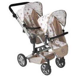 Bayer Chic 2000 Puppen-Zwillingsbuggy CHIC2000 "Linus Duo", rosa (b&auml;rchen beige), Puppenwagen, KinderB:80cm H:79cm T:80cm, Kunststoff, Polyester, Stahl, mit zwei abnehmbaren, bis in Liegeposition verstellbaren Sportsitzen, B:80cm H:79cm T:80cm