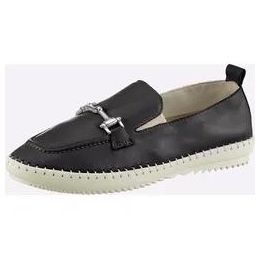 Slipper Heine, Damen, Gr. 39, schwarz, Leder, Schuhe Slipper