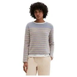 Marc O'Polo Strickpullover MARC O'POLO "aus Organic Cotton-Mix", Damen, Gr. S, light blau, Obermaterial: 78% Baumwolle, 22% Polyamid, gestreift, Rundhals, Pullover Strickpullover