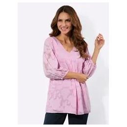 Schlupfbluse Lady, Damen, Gr. 44, ros&eacute;, 100% Polyester, unifarben, V-Ausschnitt, Blusen Schlupfbluse