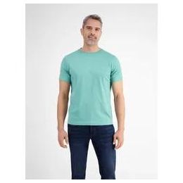 Rundhalsshirt Lerros, Herren, Gr. S, blau (fjord blau), Single Jersey, Obermaterial: 100% Baumwolle, unifarben, regular fit taillenbedeckt, Rundhals, Shirts Rundhalsshirt, mit Logo Stickerei
