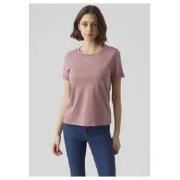 V&eacute;ro Moda Kurzarmshirt VERO MODA "VMPAULA S/S T-SHIRT NOOS", Damen, Gr. XS, nostalgia rose, Jersey, Obermaterial: 100% Baumwolle, unifarben, regular fit normal, Rundhals, Aufschlag, Shirts, Baumwolle, regular fit