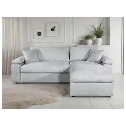 Ecksofa OTTO HOME "Cosy L-Form, B: 234 cm, Sitzaufbau im Sandwich-Federkern", silbergrau, B:234cm T:162cm, 100%Polyester, Sofas, Ecksofa, 2 Zierkissen, Mega-Sofa, Cord oder Struktur weich, Kaltschaumauflage