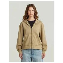 G-Star Raw Longpullover G-STAR "Washed Hoodie Zip Relaxed Sweatshirt", Damen, Gr. M, safari gd, Obermaterial: 100% Baumwolle, Pullover Longpullover