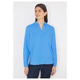 Langarmbluse Cecil, Damen, Gr. S (38), fountain blau, Web, 100% Baumwolle, unifarben, klassisch normal, Rundhals, B&uuml;ndchen, Blusen, aus reiner Baumwolle