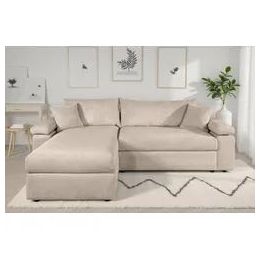 Ecksofa OTTO HOME "Cosy L-Form, B: 234 cm, Sitzaufbau im Sandwich-Federkern", taupe, B:234cm H:46cm T:162cm, 100%Polyester, Sofas, Ecksofa, 2 Zierkissen, Mega-Sofa, Cord oder Struktur weich, Kaltschaumauflage