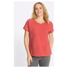 Schlupfbluse Classic Basics, Damen, Gr. 48, grapefruit, 100% Baumwolle, unifarben, V-Ausschnitt, Blusen Schlupfbluse