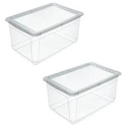 Aufbewahrungsbox keeeper "bea, 2er Set, mit Air Control-System 43L, 59 x 39 x 27 cm", transparent, B:59cm H:27cm T:39cm, Kunststoff, Aufbewahrungsboxen, Aufbewahrungsbox, Air-Control-System, stapelbar