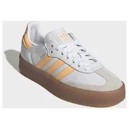 Sneaker Adidas ORIGINALS "SAMBAE", M&auml;dchen, Gr. 36, cloud wei&szlig;, acid orange, gold metallic, Leder, Synthetik, Schuhe Sneaker, f&uuml;r Jugendliche