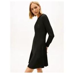 Tommy Hilfiger Minikleid TOMMY JEANS "TJW MINI F&F LS DRESS", Damen, Gr. M (38), N-Gr, schwarz, Jersey, Obermaterial: 100% Viskose, unifarben, regular fit kurz, Rundhals, Kleider Minikleid
