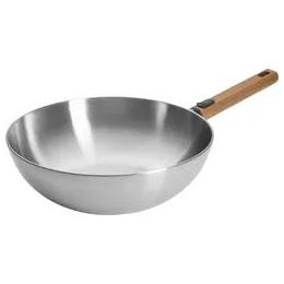 Wok Woll "Logic Steel", silberfarben, natur, H:10cm &Oslash;:30cm, Pfannen, Wok, 5-Schicht-Aufbau