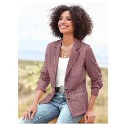 Sweatblazer Heine "Sweatblazer", Damen, Gr. 40, bordeaux, 95% Baumwolle, 5% Elasthan, Blazer