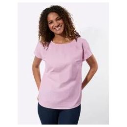 Schlupfbluse Casual Looks, Damen, Gr. 54, ros&eacute;, 50% Baumwolle, 50% Polyester, unifarben, Rundhals, Blusen Schlupfbluse