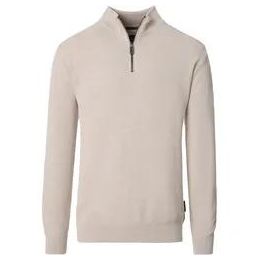 Troyer Casamoda "Casamoda Stricktroyer uni", Herren, Gr. XL, wei&szlig;beige, 100% Baumwolle, Pullover Troyer