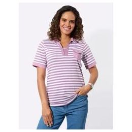 Poloshirt Casual Looks "Poloshirt", Damen, Gr. 40, orchidee, wei&szlig;, geringelt, 100% Baumwolle, gemustert, gestreift, Shirts