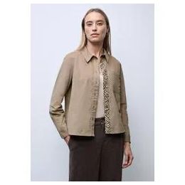Langarmbluse Street One, Damen, Gr. 46, flowing beige, Web, 100% Baumwolle, unifarben mit Farbeinsatz, normal normal, V-Ausschnitt, B&uuml;ndchen, Blusen, mit Knopfleiste