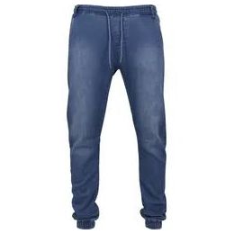 Bequeme Jeans Urban Classics "Urban Classics Herren Knitted Denim Jogpants", Herren, Gr. M, US-Gr&ouml;&szlig;en, blau washed, 83% Baumwolle, 15% Polyester, 2% Elasthan, unifarben, normal, Jeans