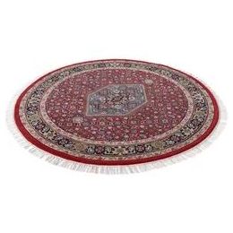 Orientteppich Theko "Benares Bidjar", rot, H:12mm &Oslash;:100cm, Wolle, Teppiche, Fransenteppich, reine Wolle, handgekn&uuml;pft, mit Fransen