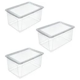 Aufbewahrungsbox keeeper "bea, 3er Set, mit Air Control-System 43L, 59 x 39 x 27 cm", transparent, B:59cm H:27cm T:39cm, Kunststoff, Aufbewahrungsboxen, Aufbewahrungsbox, Air-Control-System, stapelbar