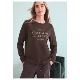Sweatshirt Street One, Damen, Gr. 38, molten earth, Sweatware, Obermaterial: 85% Baumwolle, 15% Polyester, bedruckt, regular fit normal, Rundhals, Rippb&uuml;ndchen, Sweatshirts Sweatshirt, mit Schriftzug