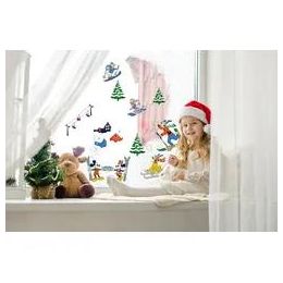 Fototapete Komar "Fenstersticker - Disney Mickey Mouse Snowland - Gr&ouml;&szlig;e 30 x 30 cm", bunt, B:30m H:30m, Kunststoff, Tapeten