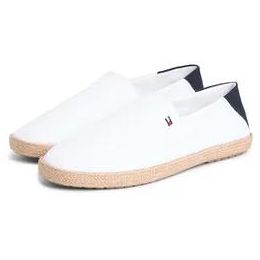 Espadrille Tommy Hilfiger "CORE HILFIGER ESPADRILLE TEXTILE", Herren, Gr. 44, wei&szlig;, Baumwolle, unifarben mit Farbeinsatz, Schuhe Espadrille, Slipper, Schlupfschuh, Flats mit typischem Jutebezug