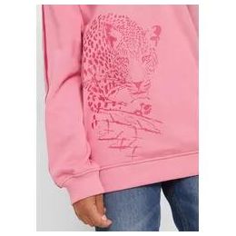 Kapuzensweatshirt bonprix, M&auml;dchen, Gr. 140/146, rosa (mattpink), Sweatware, Obermaterial: 100% Baumwolle, bedruckt, unifarben, regular fit h&uuml;ftbedeckend, Rundhals, Rippb&uuml;ndchen, Sweatshirts, Regular Fit, mit Tier-Motiv, aus Baumwolle, mit Print