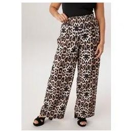 Schlupfhose ANISTON PLUS, Damen, Gr. 50, N-Gr, leoprint, Cr&ecirc;pe, Obermaterial: 95% Polyester, 5% Elasthan, bedruckt, gemustert, figurumspielend kn&ouml;chellang, Hosen Schlupfhose, in trendigem Leoprint - NEUE KOLLEKTION