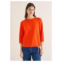3/4-Arm-Shirt Cecil, Damen, Gr. S (38), cherry tomato orange, Stoff, 48% Polyester, 48% Viskose, 4% Elasthan, unifarben, comfort fit normal, U-Boot-Ausschnitt, B&uuml;ndchen, Shirts 3/4-Arm-Shirt, mit U-Boot-Ausschnitt