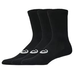 Laufsocken asics "3 PACK CREW SOCK", Damen, Gr. XL (47/49), performance schwarz, Obermaterial: 70% Baumwolle, 16% Nylon, 11% Polyester, 3% sonstige Fasern, Socken, mit spezieller D&auml;mpfung, mit Mesh-Knit-Gewebe