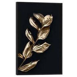 Poster Reinders "Kleine Bl&auml;tter", gold (farbe bild(er): gold), B:20cm H:30cm T:1,6cm, MDF, Bilder, Poster