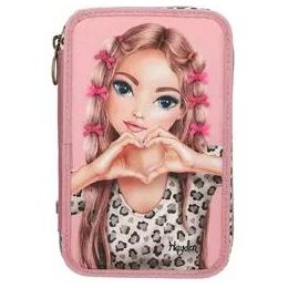 Buntstift Depesche "3-Fach Federtasche LEOHEART mit Schleifen TOPModel 7,5 x 13 x 20 cm rosa", Kinder, rosa, Kunststoff, Stifte